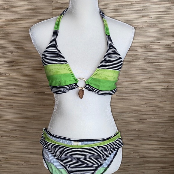Leilani Swim Leilani Green Black White Bikini Size Euc Poshmark